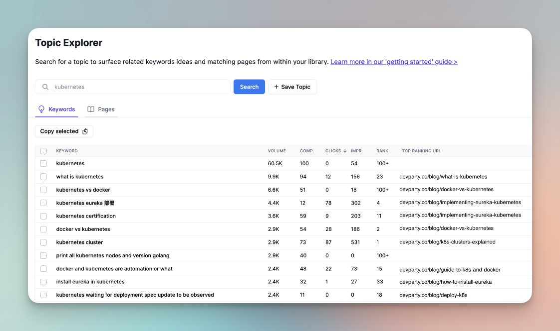 How to do SEO topic research with Topic Explorer